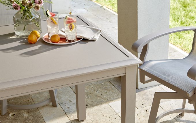 Livingston 84" Rectangle Bar Height Dining Table w/Optional Umbrella H ...